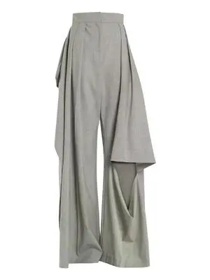 A.W.A.K.E. Mode Draped Knee Slit Trousers - Grey