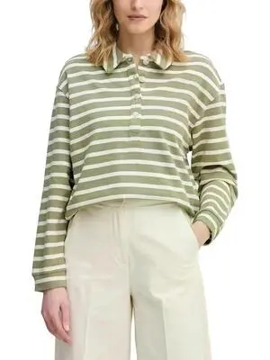 BENETTON Striped Long-sleeve Polo Shirt - Green