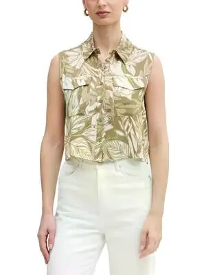 GAUDI Sleeveless Leaf-print Shirt - Green