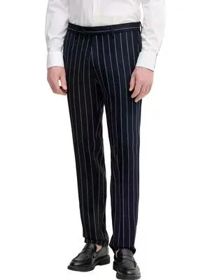 BENETTON Pinstripe Tailored Trousers - Blue