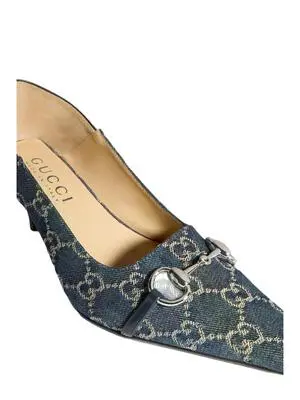 Gucci Vittoria Horsebit Gg Supreme Pumps - Blue