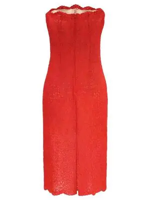 Ermanno Scervino Strapless Floral-lace Midi Dress - Red