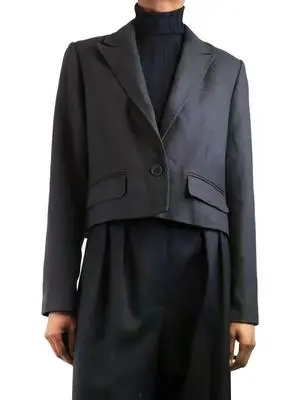 JOSEPH Cropped Wool Blazer - Grey