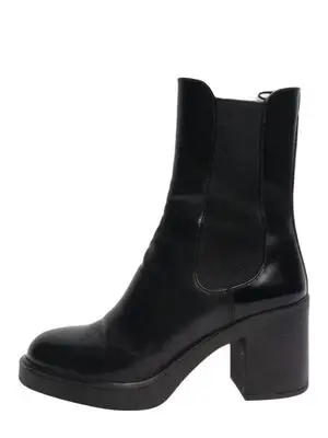 Prada Leather Ankle Boots - Black