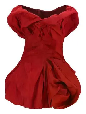 Magda Butrym Draped Balloon-hem Strapless Top - Red