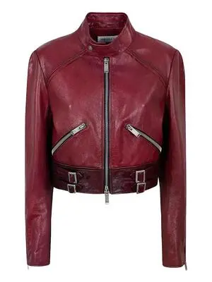 Alexander McQueen Buckled Leather Jacket - Red