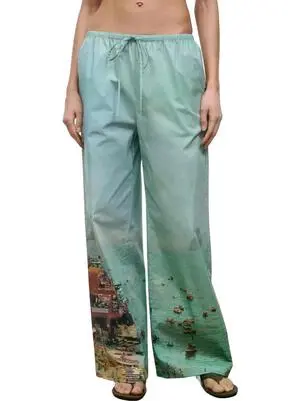 Staud Mateo Graphic-print Trousers - Blue