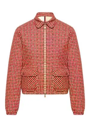 Moncler Lanset Houndstooth Zip-up Jacket - Red