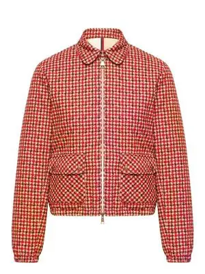 Moncler Lanset Houndstooth Zip-up Jacket - Red