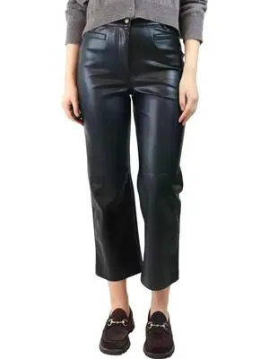 WYse Faux-leather Paneled Trousers - Black