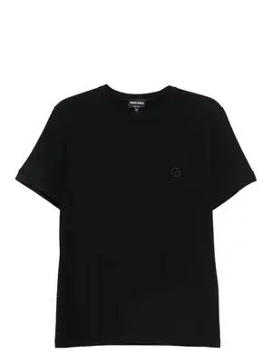 Giorgio Armani Logo-embroidered Short-sleeve T-shirt - Black