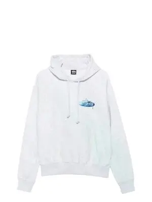 StÜssy Logo Print Drawstring Hoodie - Grey