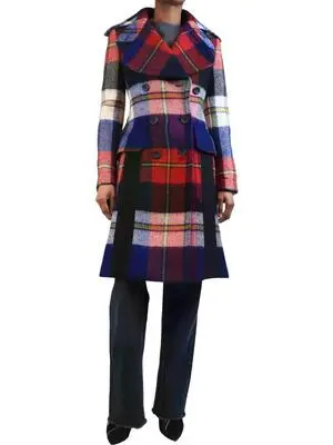 Prada Double-breasted Plaid Coat - Black