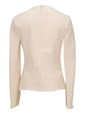 TOM FORD TOM FORD Chalk White Frayed-Edge Long-Sleeve Top