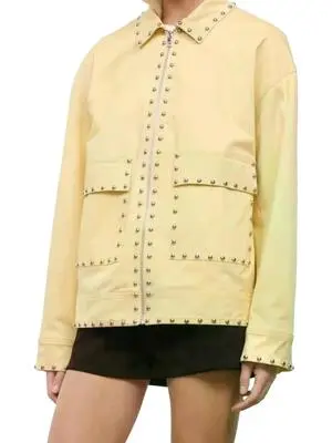 Staud Clarke Stud-embellished Jacket - Neutrals