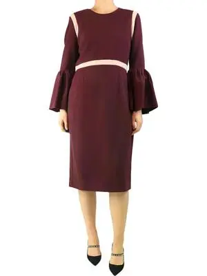 ROKSANDA Burgundy Bell-sleeve Midi Dress - Red