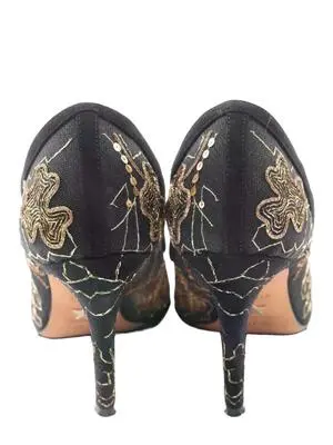 Dior Embroidered Mesh Pumps - Black
