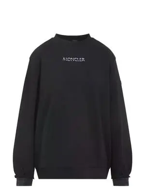 Moncler Logo Embroidered Ruffled Cuff Sweater - Black