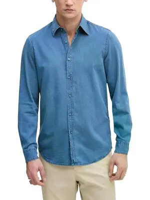BENETTON Washed-denim Shirt - Blue