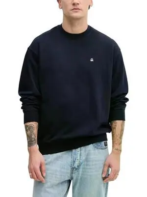 BENETTON Logo Patch Crew Neck Sweater - Blue