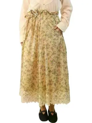 Dior Floral Lace-trimmed Midi Skirt - Neutrals