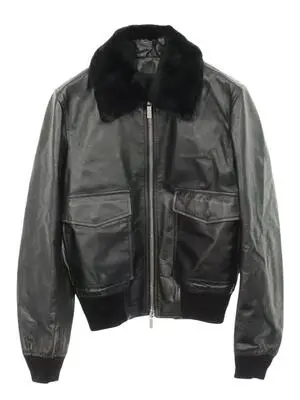 Dior Taurillon Leather Jacket With Shearling Collar - Black