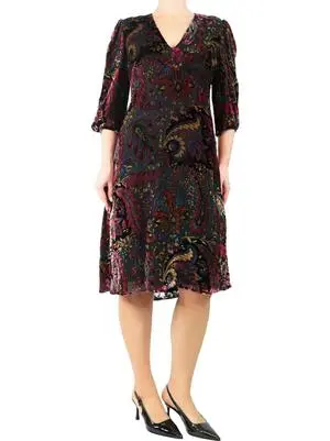 Etro Paisley V-neck Midi Dress - Black