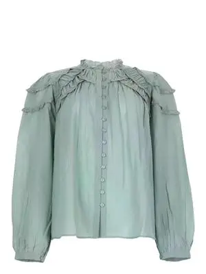 MARANT ETOILE Ruffled Detailing Long-sleeved Blouse - Green