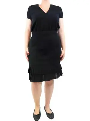 Etro V-neck Midi Dress With Pleated Trim - Black