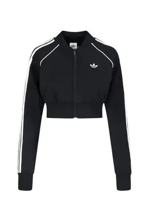 Adidas Stripe-detail Cropped Sweatshirt - Black
