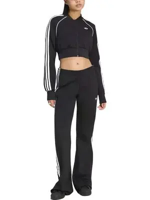 Adidas Cropped Sweatshirt With Stripe Detail - Black