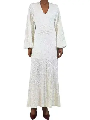 ROTATE BY BIRGER CHRISTENSEN Embellished V-neck Maxi Dress - White