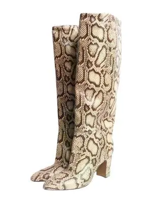 Paris Texas Python-effect Leather Knee-high Boots - Neutrals