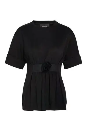 Simone Rocha Floral Appliqué Gathered T-shirt - Black