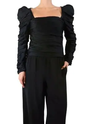 Khaite Ruched Long-sleeve Blouse - Black