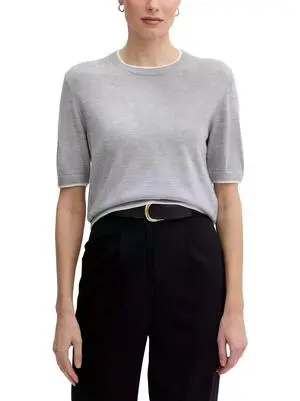 BENETTON Contrast-trim Short-sleeve Sweater - Grey