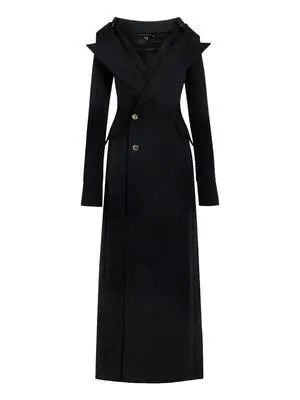 A.W.A.K.E. Mode Double-breasted Off-shoulder Coat - Black