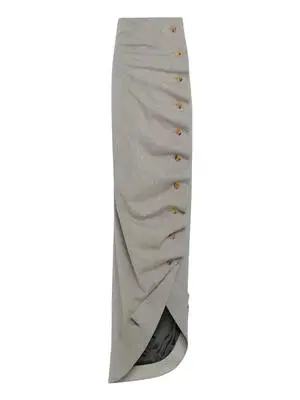 A.W.A.K.E. Mode Asymmetric Button-down Maxi Skirt - Grey
