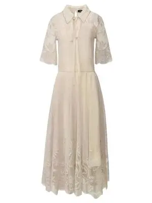 Fabiana Filippi Lace Overlay Midi Dress - Neutrals