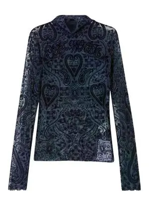 Off-White Patterned Top - Blue
