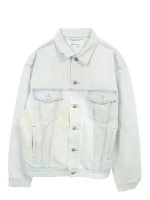 Balenciaga Logo Detail Denim Jacket - Blue