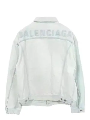 Balenciaga Logo Detail Denim Jacket - Blue
