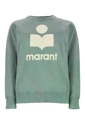 MARANT ETOILE Logo-print Raglan-sleeve Sweater - Green