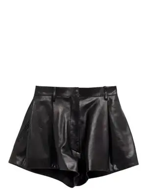 Balenciaga Pleated Leather Shorts - Black