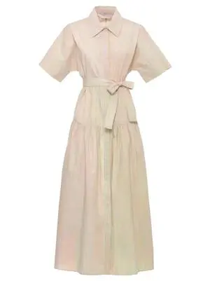 EMME Fauna Striped Belted Midi Dress - Neutrals