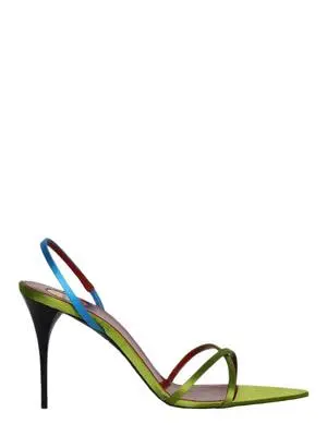 Saint Laurent Pea Satin Slingback Sandals - Green