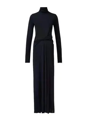 Fabiana Filippi Twist-detail Roll Neck Maxi Dress - Blue