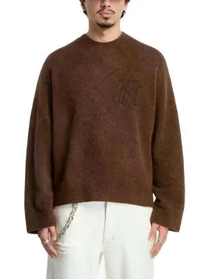 REPRESENT Logo-embroidered Crew-neck Sweater - Brown