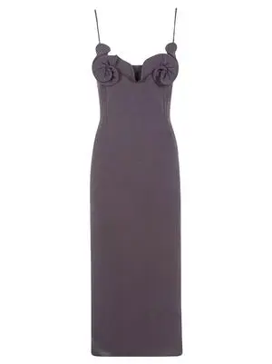 Magda Butrym Floral Appliqué Spaghetti Strap Dress - Brown