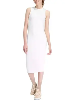 Adidas Ribbed Knit Sleeveless Crewneck Midi Dress - Neutrals
